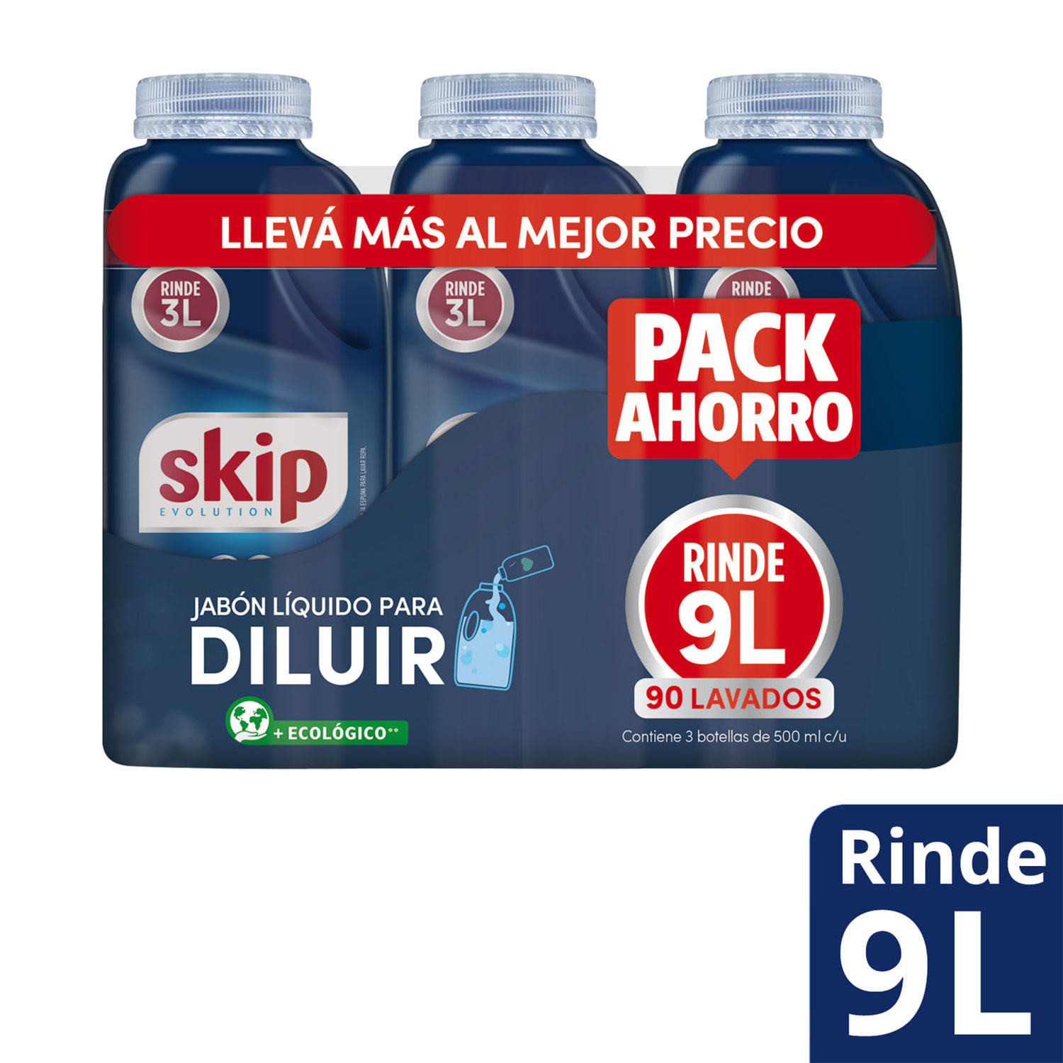 JABON SKIP PARA DILUIR 3UN 500 ML C/U - El Dorado