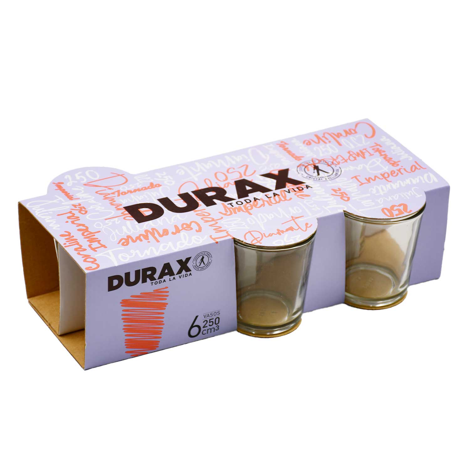 VASOS DURAX JULIANA VIDRIO 6UN 250CC - El Dorado