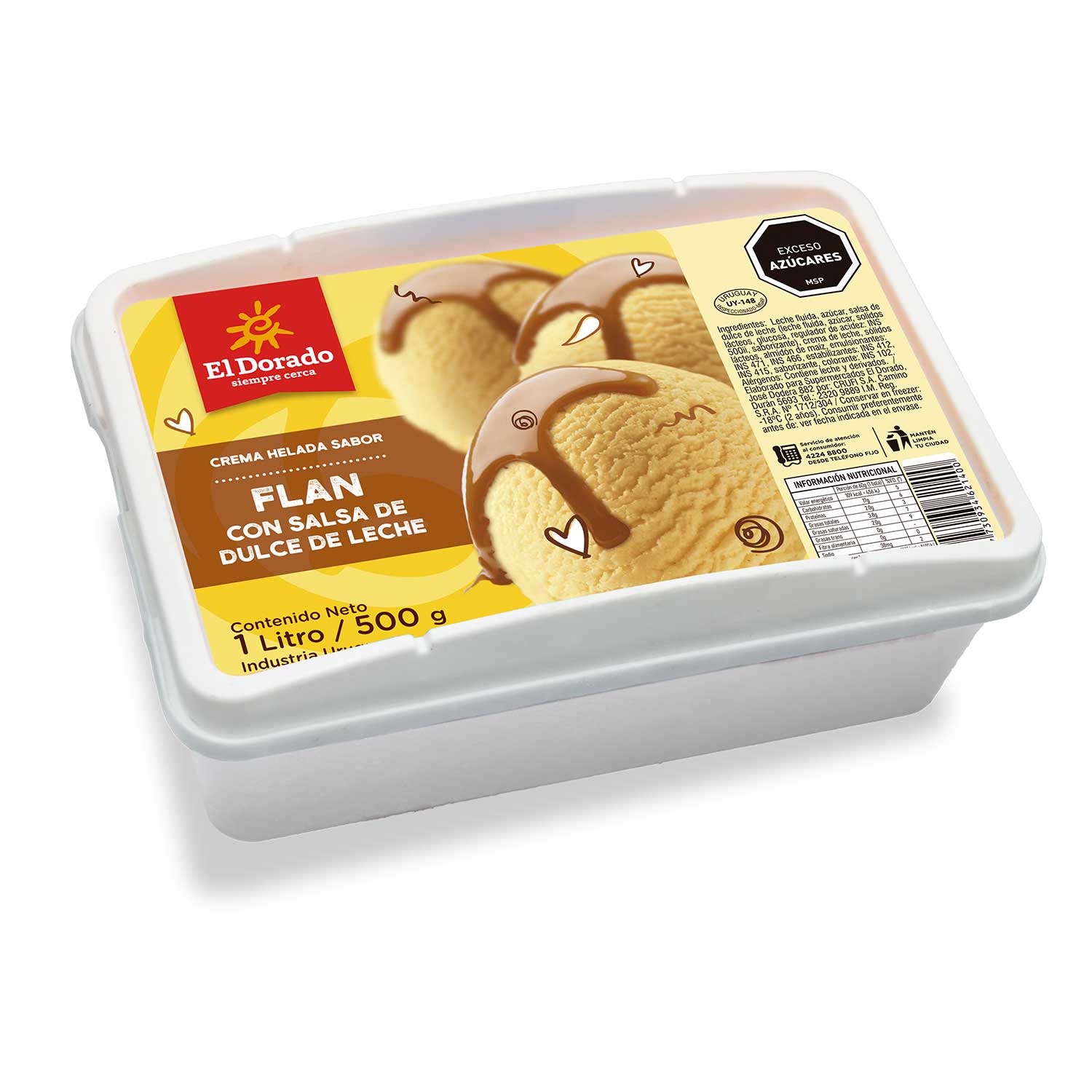 HELADO EL DORADO FLAN CON DULCE DE LECHE 1LT - El Dorado