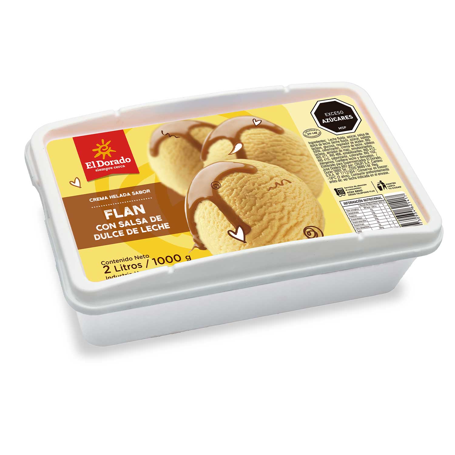 HELADO EL DORADO FLAN CON DULCE DE LECHE 2LT - El Dorado