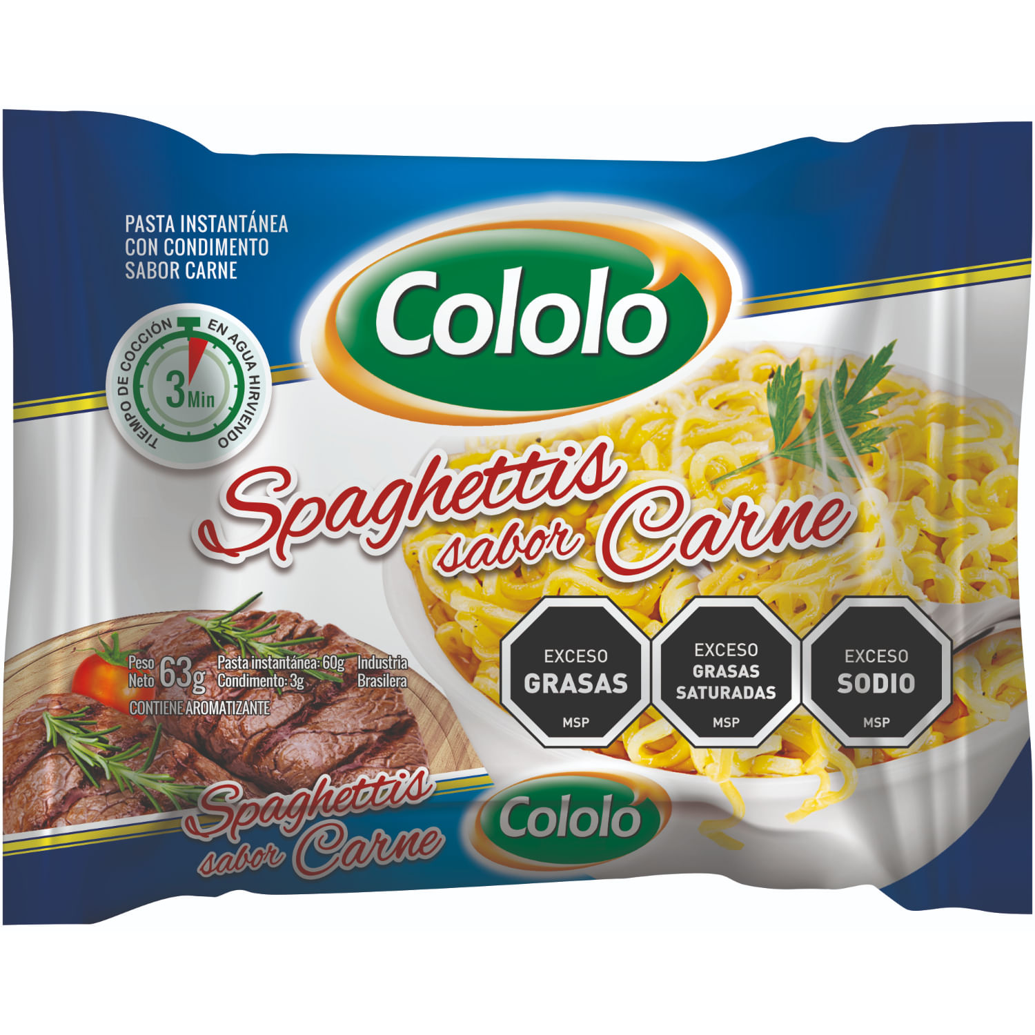 PASTA COLOLO INSTANTANEA CARNE 63GR - El Dorado