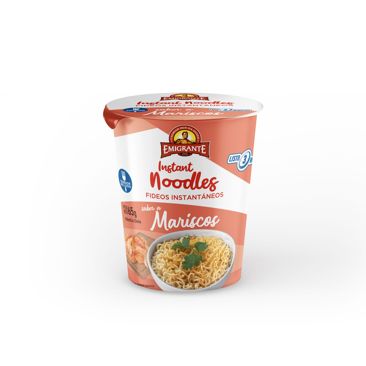 PASTAS EMIGRANTE INSTANTANEAS SABOR MARISCO 65GR CUP - El Dorado
