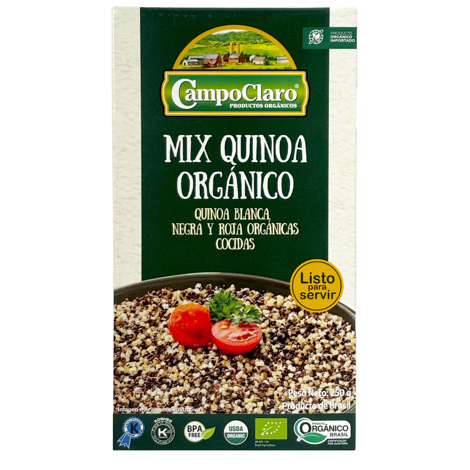 QUINOA MIX CAMPO CLARO COCIDO ORGANICA 250GR - El Dorado