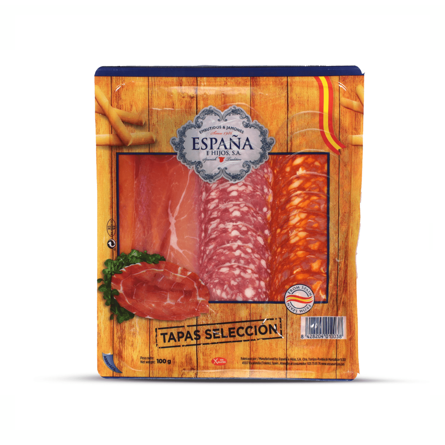 EMBUTIDO ESPAÑA 100GR SURTIDO TAPAS CON JAMÓN CRUDO - El Dorado