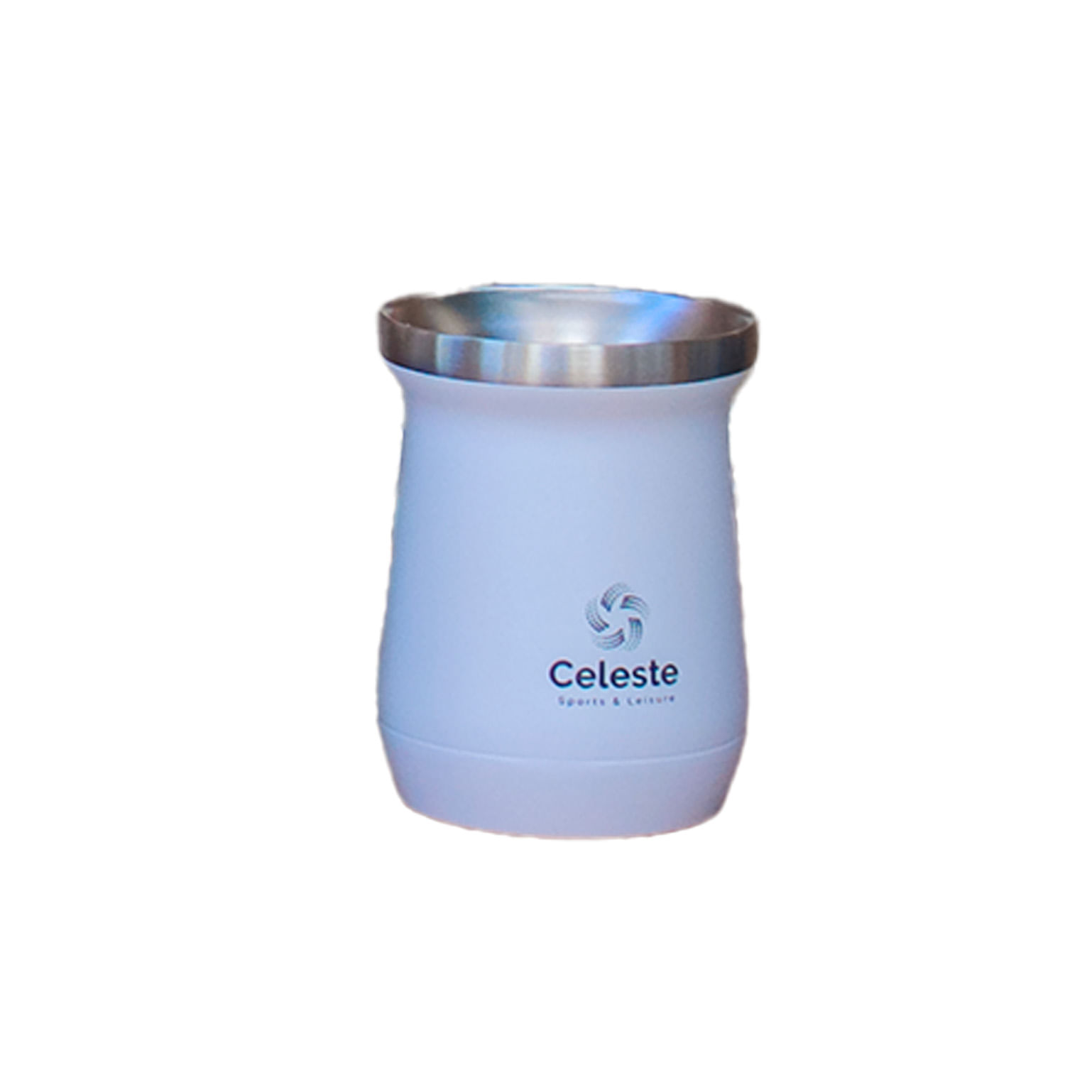 MATE CELESTE BLANCO ACERO 180ML DOBLE PARED - El Dorado