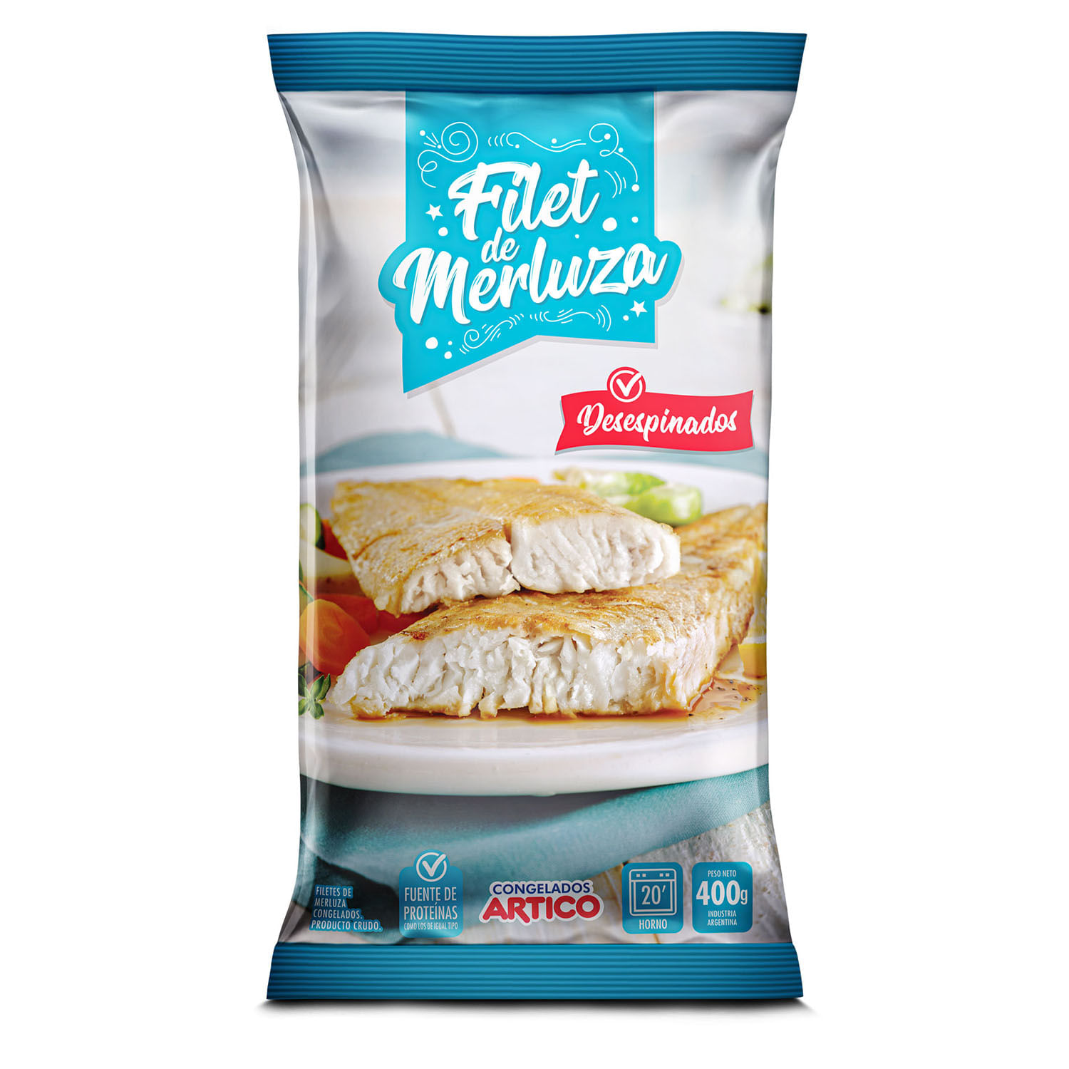 FILET ARTICO DE MERLUZA SIN PIEL SIN ESPINAS 400GR - El Dorado