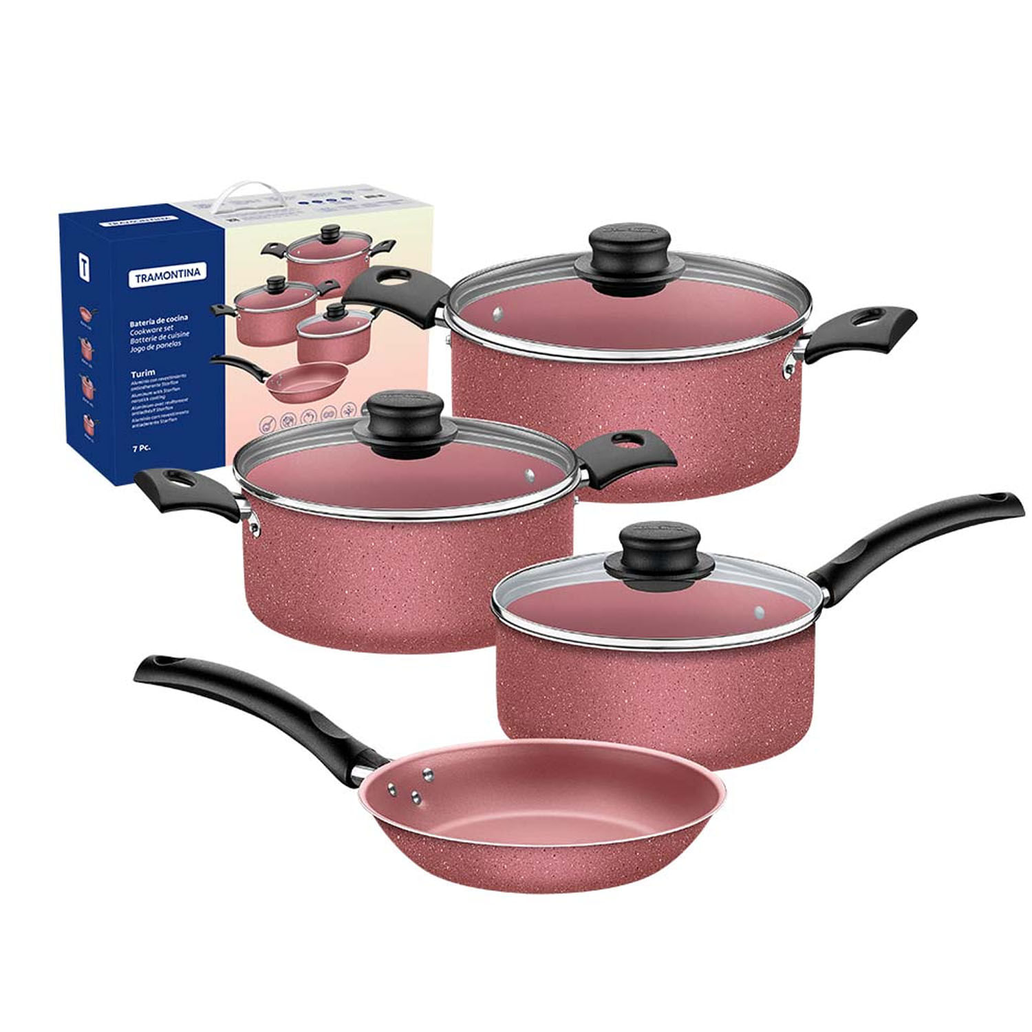 BATERIA TRAMONTINA 28299/408 LINZ ROSA 7PZAS - El Dorado