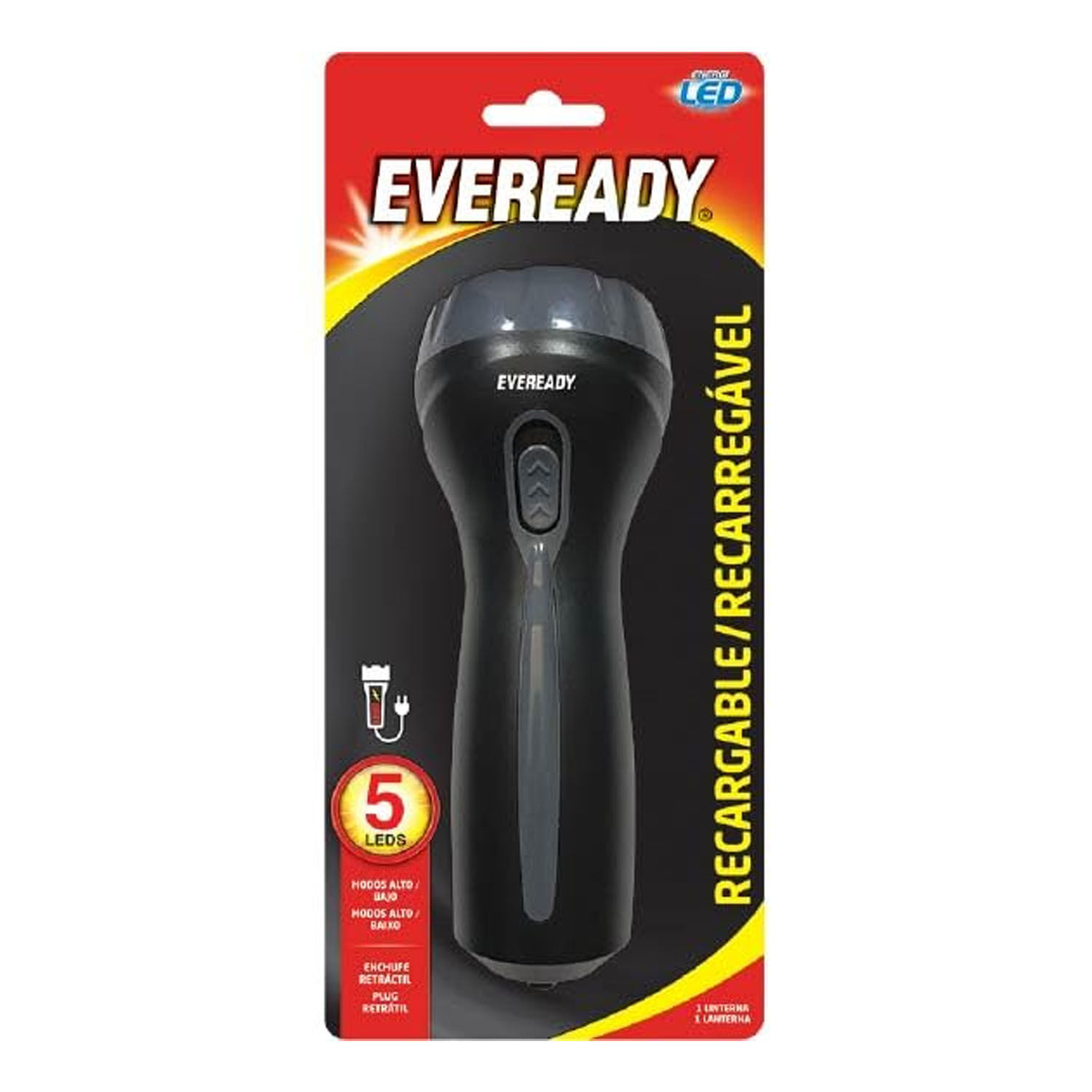 LINTERNA EVEREADY EVRHACLA RECARGABLE 5 LEDS 15 LUMENS - El Dorado